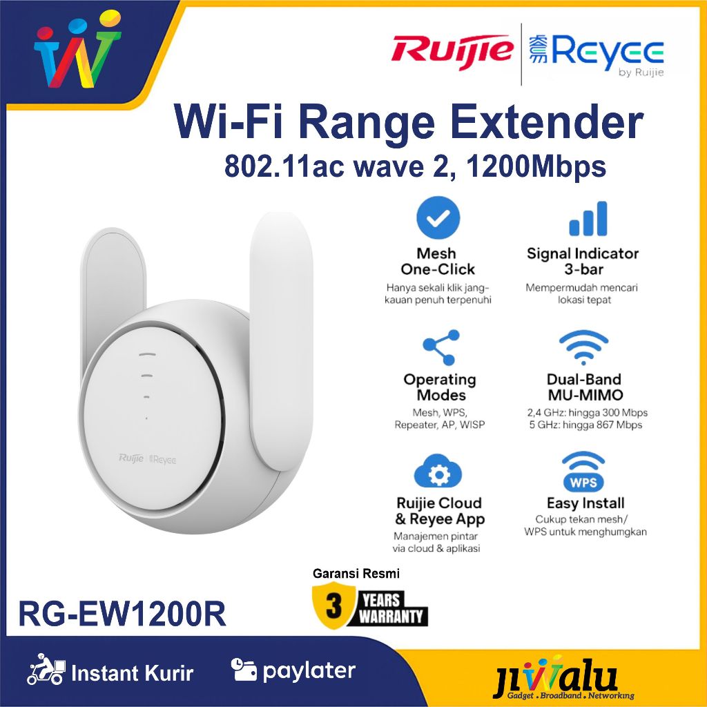 Ruijie Reyee RG-EW1200R 1200M Dual-band Mesh Wi-Fi Extender | Shopee ...