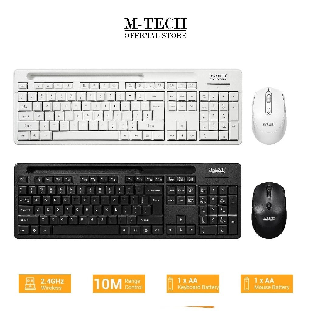 M-tech Wireless Keyboard Mouse Combo STK-06 with Phone Holder | Shopee ...