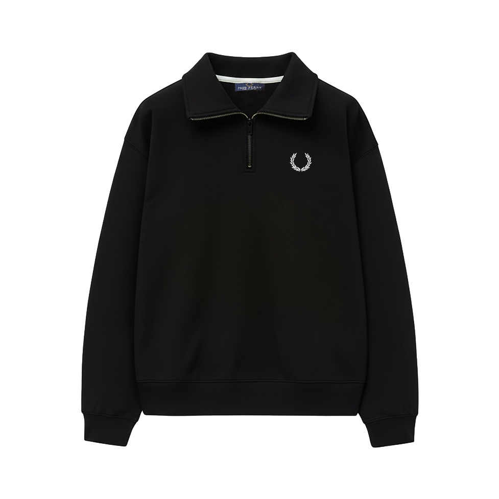 Fred perry Beige Casual Premium Half Zip Sweater Unisex Basic Half Zip ...