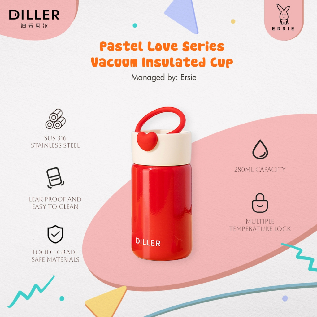 Diller 280ML Pastel Love Series Vacuum Insulated Cup | Shopee Philippines