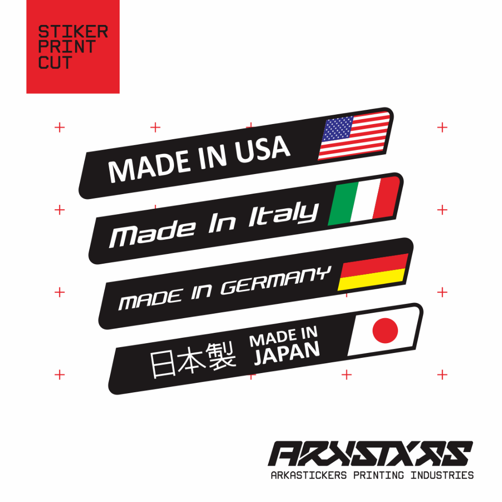 MADE IN USA ITALY GERMANY JAPAN Stickers - Waterproof Glossy laminated ...