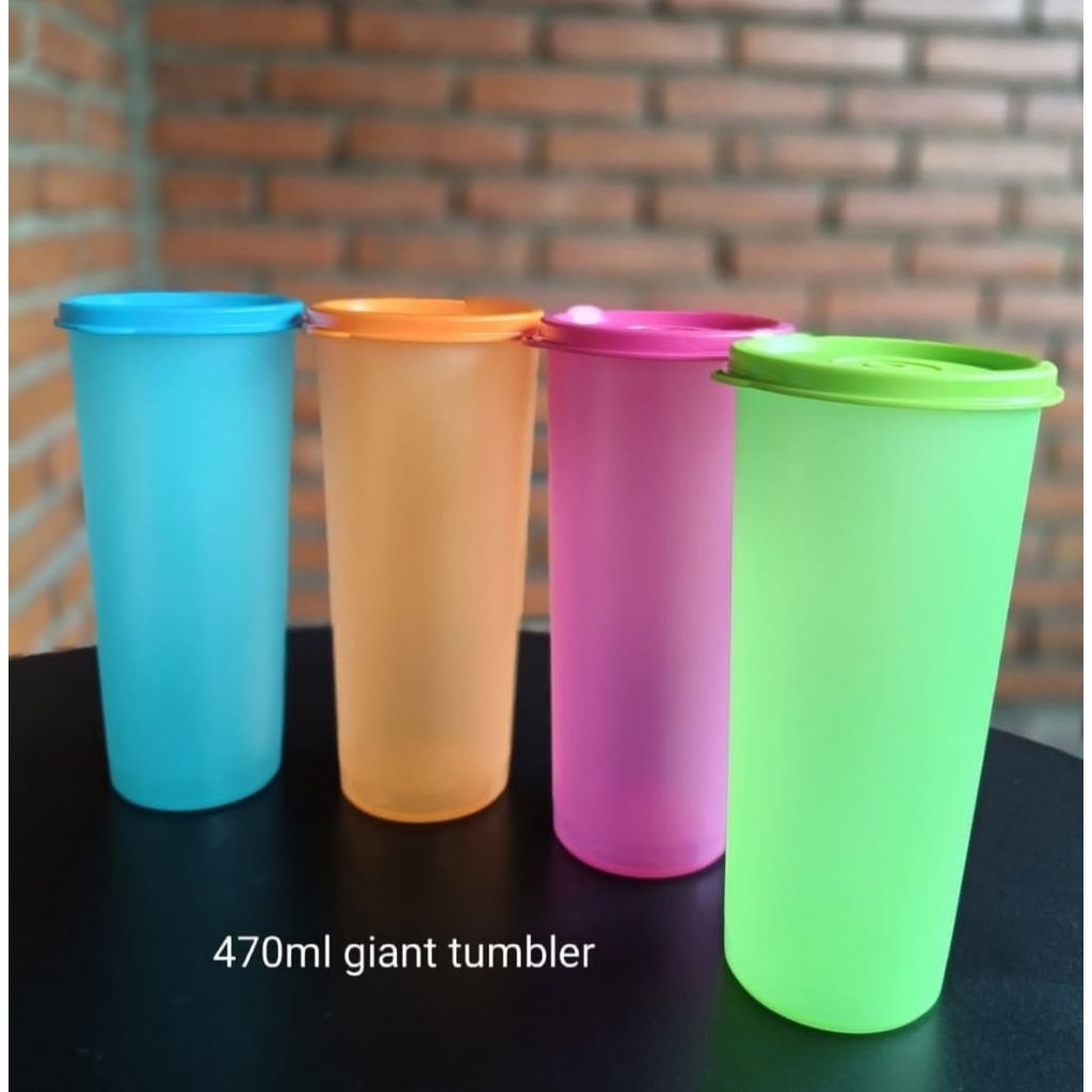 Tupperware Giant Tumbler 470ml plain regular lid drinking bottle glass ...