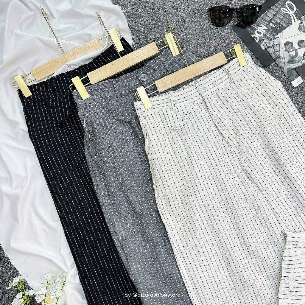 Oro Pants Stripe Stripes - Korean style trousers - Highwaist trousers ...