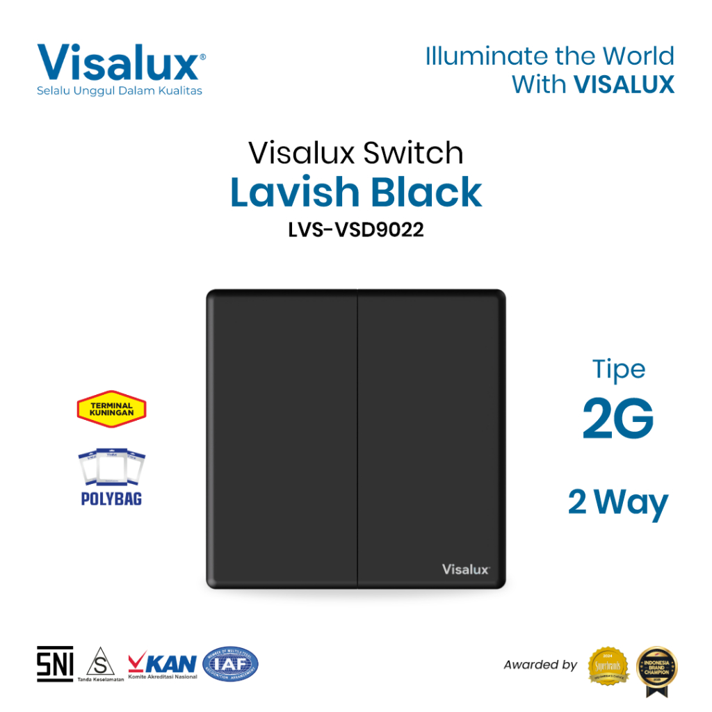 Visalux Lavish Series Switch - 2G 2 Way Black Premium Hotel Switch ...