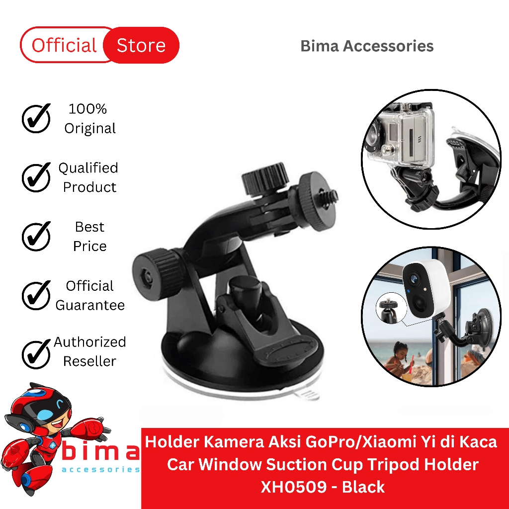 GoPro Xiaomi Yi Action Camera Holder on Car Window Suction Cup Tripod ...