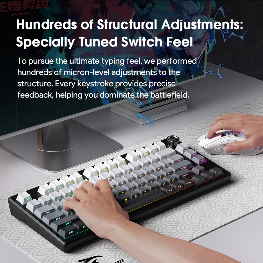 FURYCUBE IP75 Membrane Keyboard 75% Layout Knob Control RGB Gaming ...