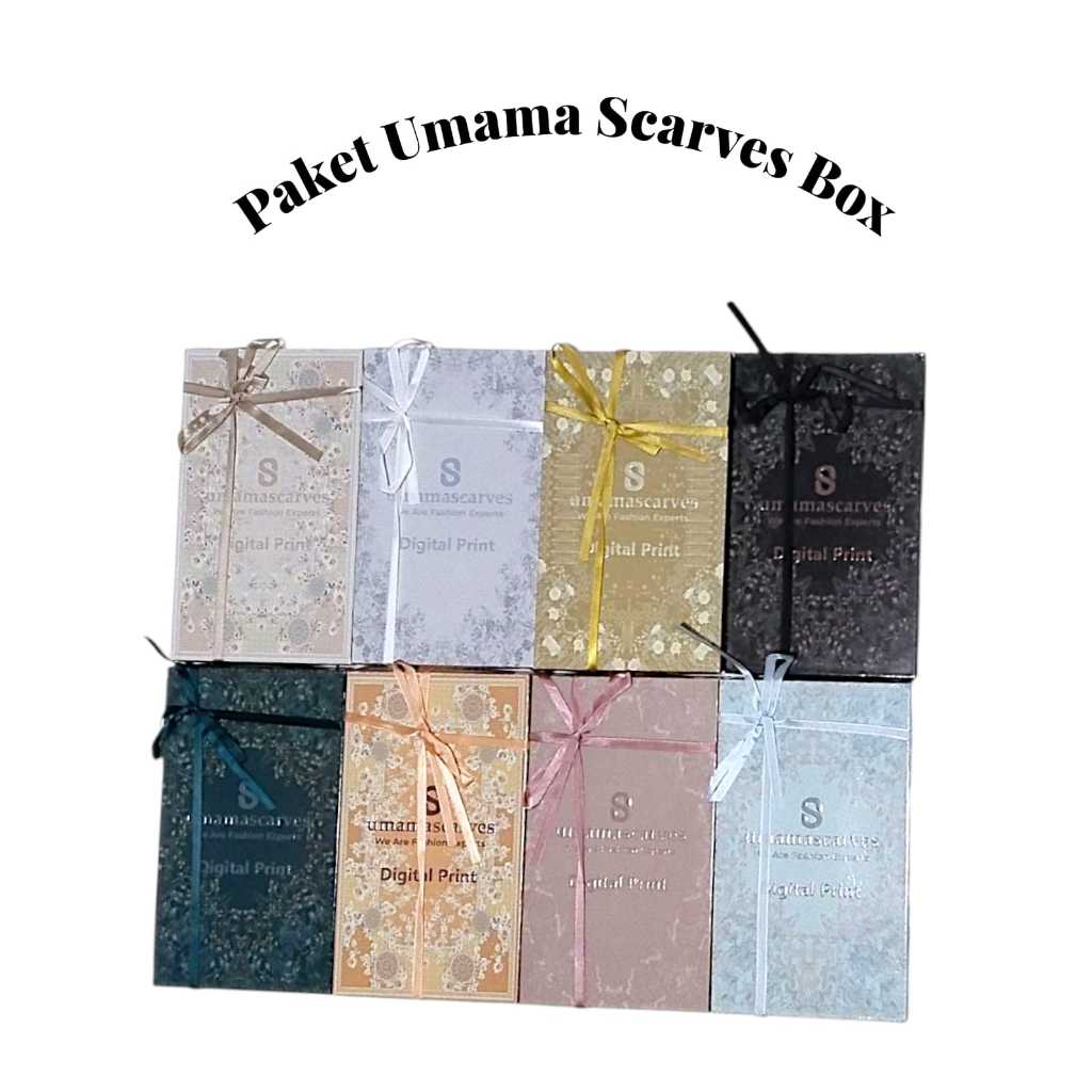 Package of 5 Hijab Umama Scarves Box Voal Digital Printing Metal Logo ...