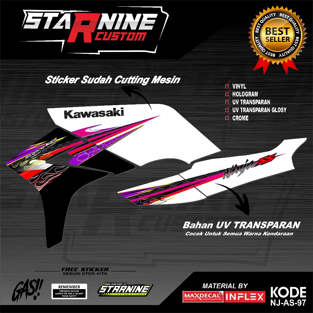 Striping ninja ss transparent sticker ninja code NINJA-AS-97 | Shopee ...