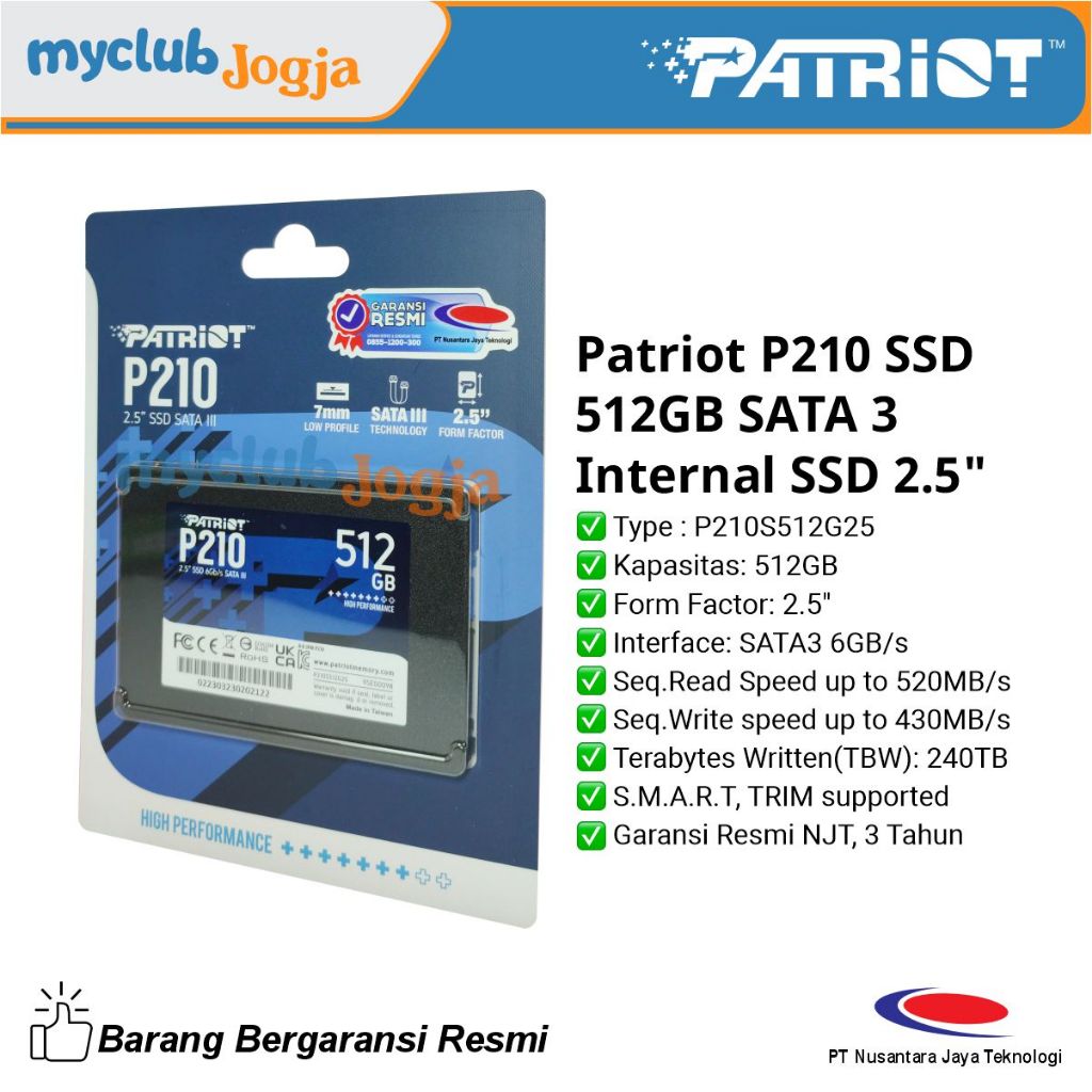 Patriot P210 SSD 512GB SATA 3 Internal SSD 2.5" storage Computer and ...