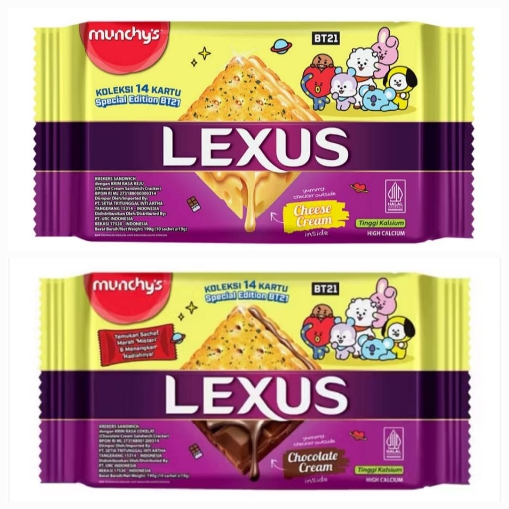 Munchy's Lexus BT21 BTS Chocolate Cheese Cream Sandwich Biscuits peanut ...