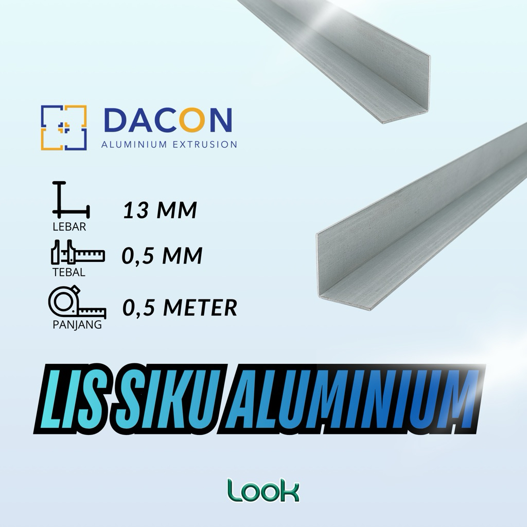 SIKU [ 0.5 Meter ] Thin Aluminum L-Shaped Angle Trim 13mm 1 Bar 50CM ...