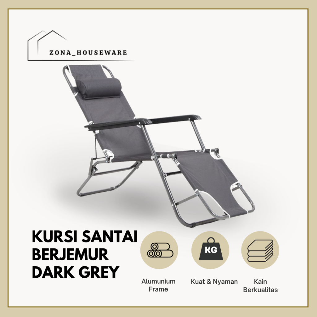 Folding chair Lounge chair/ Dark Grey Sunbathing Lazy chair Folding ...