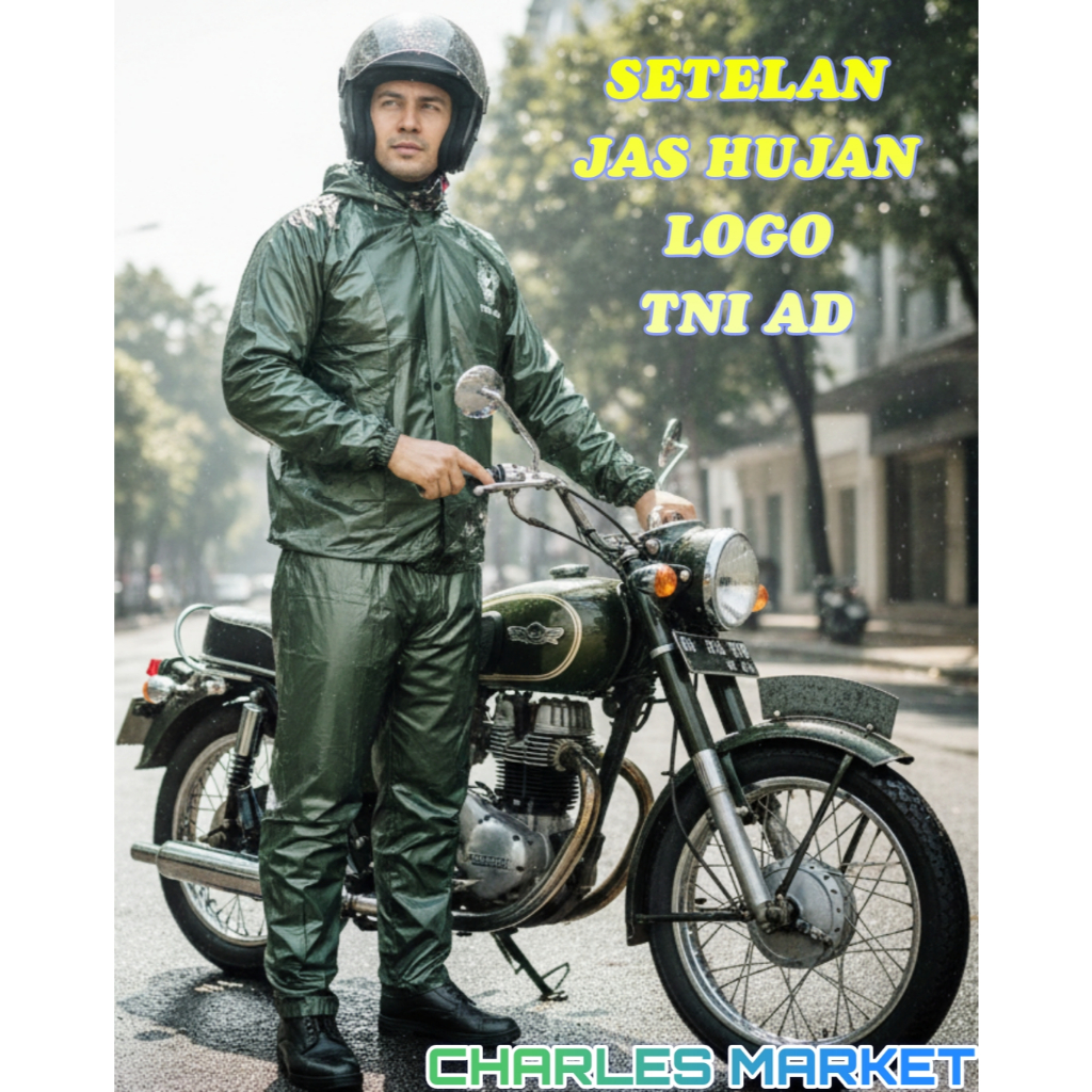 HIJAU TNI AD GREEN COMMAND RINGKUT - TNI AD GREEN RAINCOAT - MOTORCYCLE ...