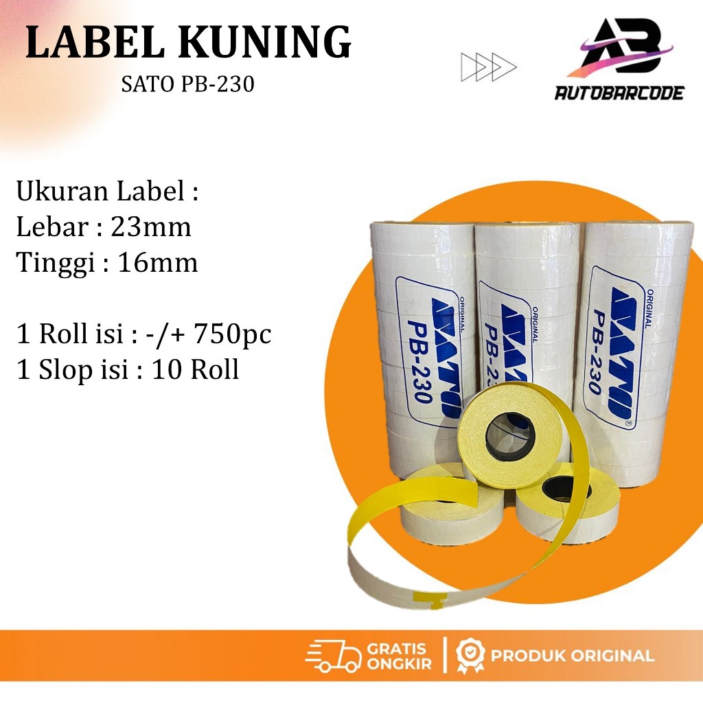 SATO Label KPL16 X 23 Plain Yellow SATO PB 230 Sticker Paper Price ...