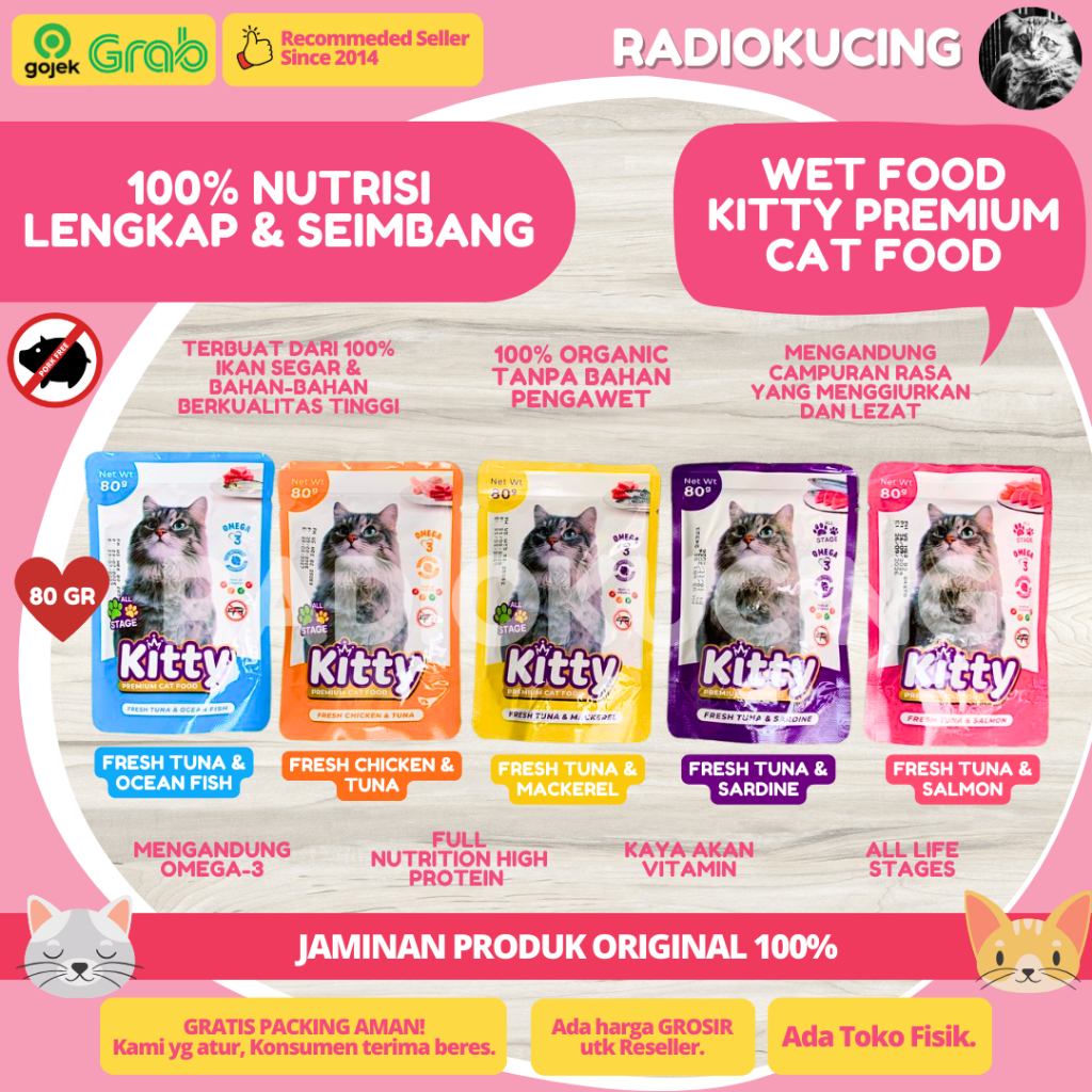 Wet Food KITTY 80g Pouch Kitty Premium Cat Food Sachet Wet Cat Food ...