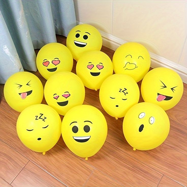 [1 PACK CONTENTS 25 PCS] 12 Inch Emoticon Latex Balloons | Emoticon ...