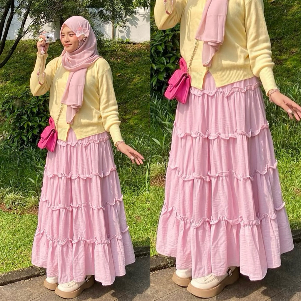 NAOMI Premium Mayung Layered Skirt - Basic Belle Skirt - Korean Style ...