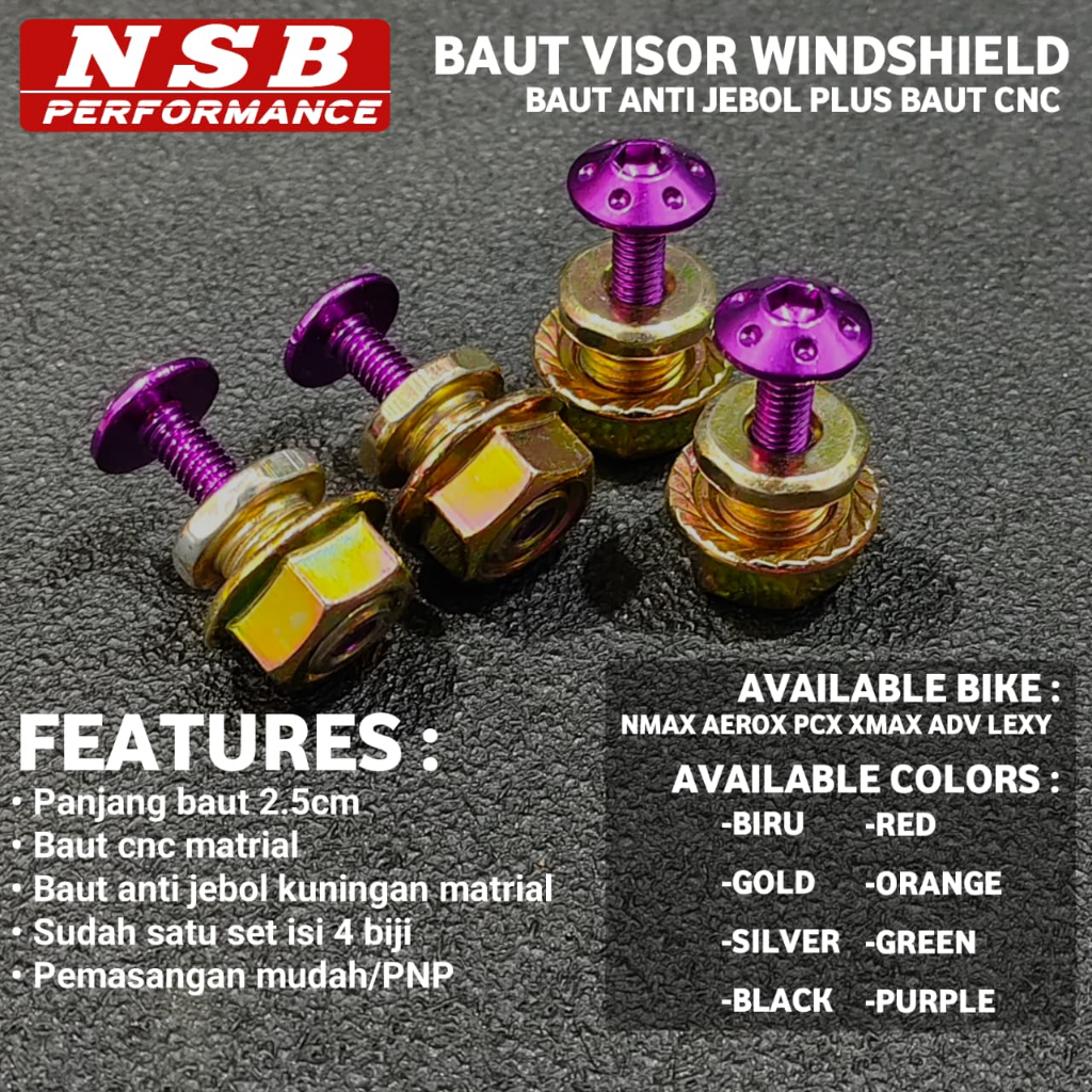 Windshield Visor Bolts Plus anti-break bolts Pnp Aerox Pcx Nmax Adv ...