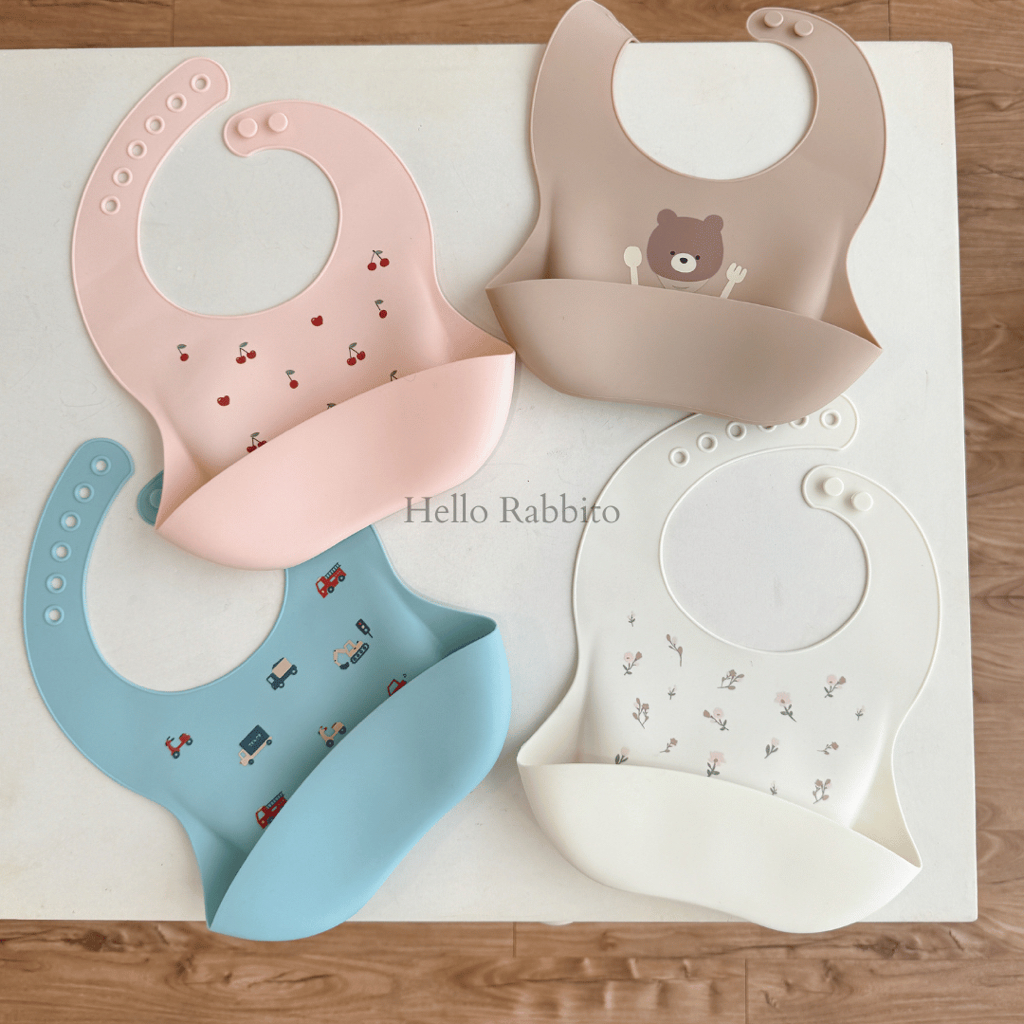 Hello Rabbito Silicone Bib Baby Drool Tray Children's Feeding Apron ...