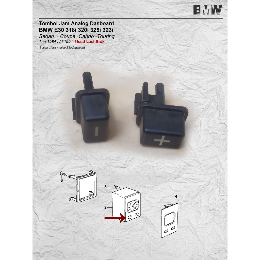 TOMBOL Analog Dashboard Clock Button bmw E30 Analog Clock Button E30 ...