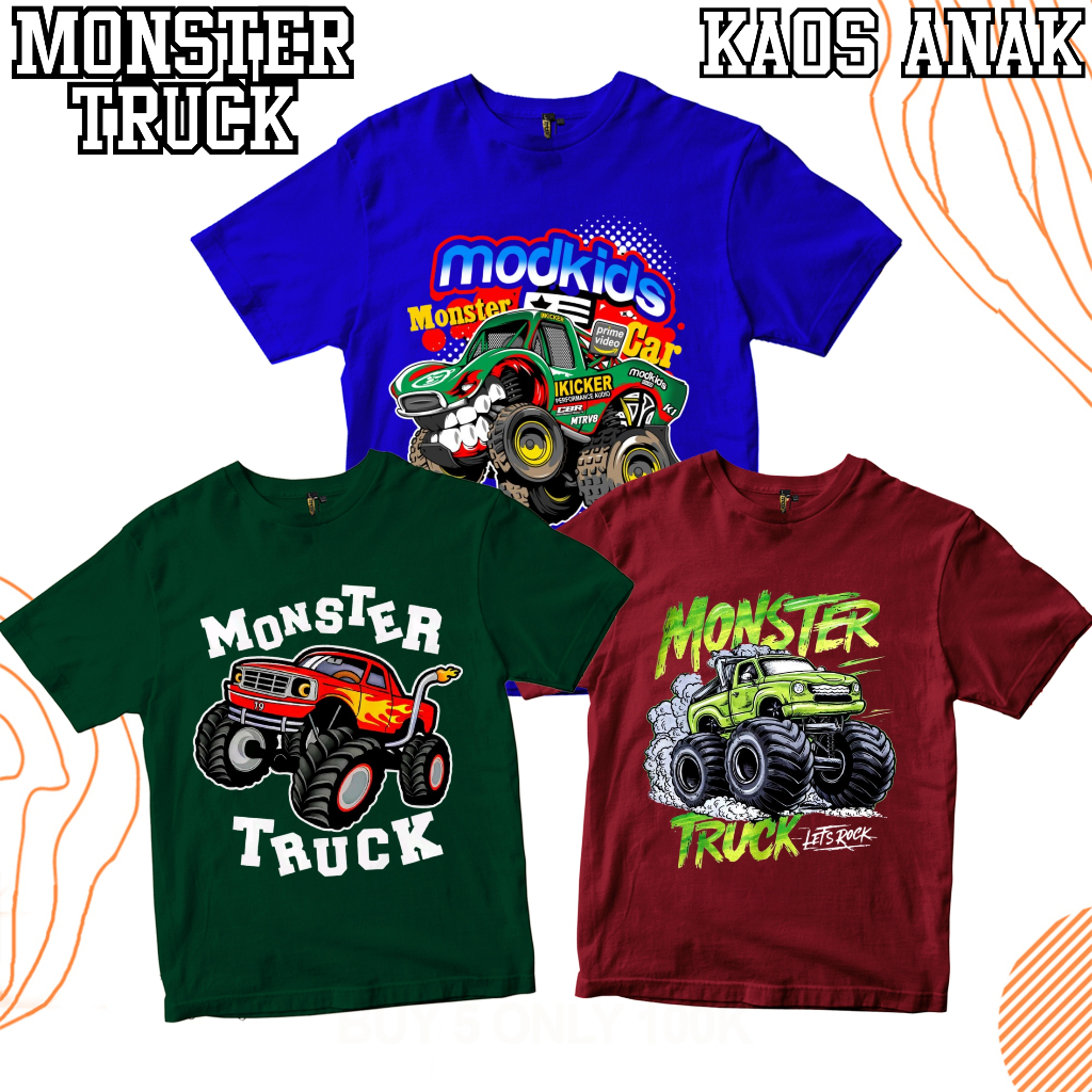 Distro Children's T-shirts, Monster Truck Boys' Clothes, Ages 1 2 3 4 5 ...