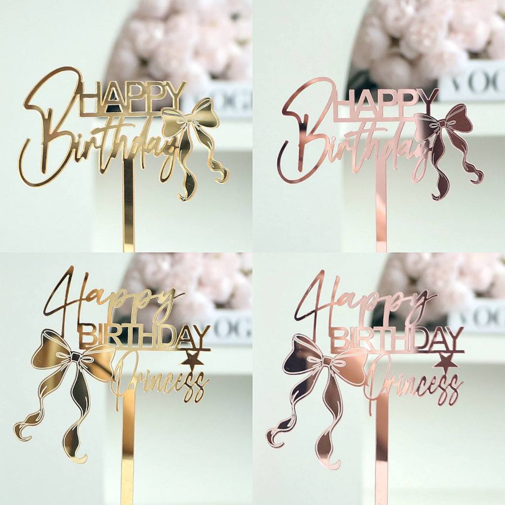 Acrylic Cake Topper Hbd Ribbon/ Acrylic Hbd Cake Decoration Acrylic ...