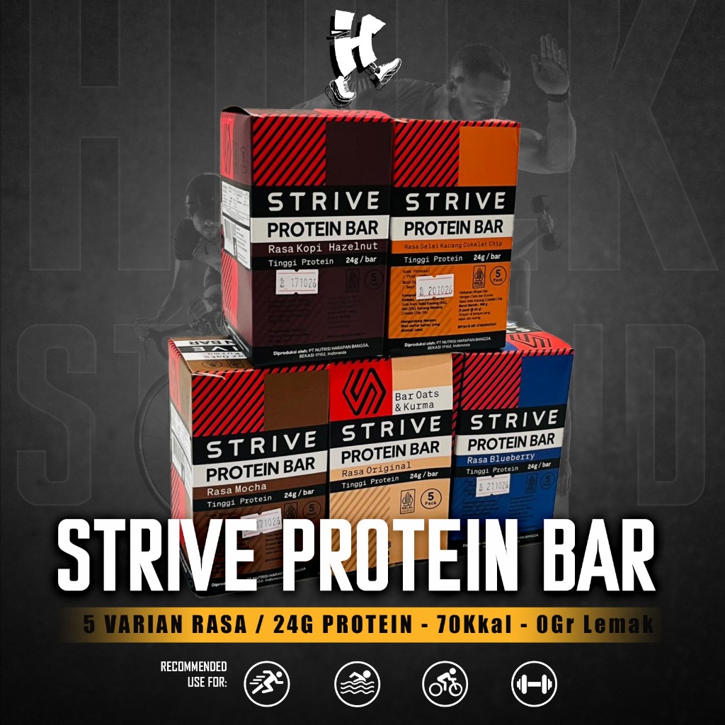 STRIVE Protein Bar 1 Box (Contents 5 Sachets) 24gr Protein/ Bar - High ...