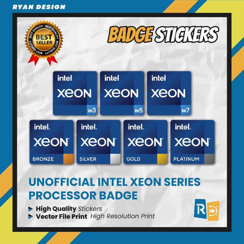Intel Xeon Bronze Silver Gold Platinum Logo Sticker Laptop Badge ...