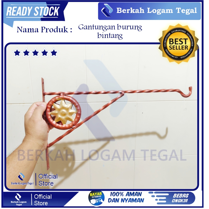 GANTUNGAN 45 cm long star-shaped wall-mounted bird cage hanger | Shopee ...