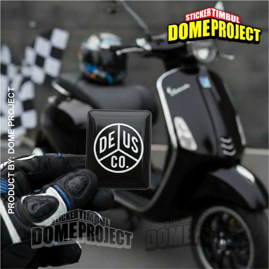 DEUS MOTORCYCLE STICKERS VESPA PIAGGIO TIE EMBLEM FLEXIBLE RAISED RESIN ...