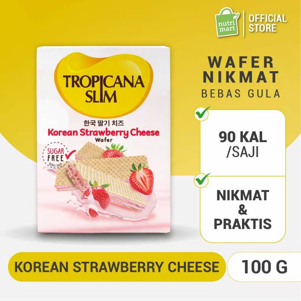 Tropicana Slim Wafer Korean Strawberry Cheese 100g, 5 Sachets - Wafer ...