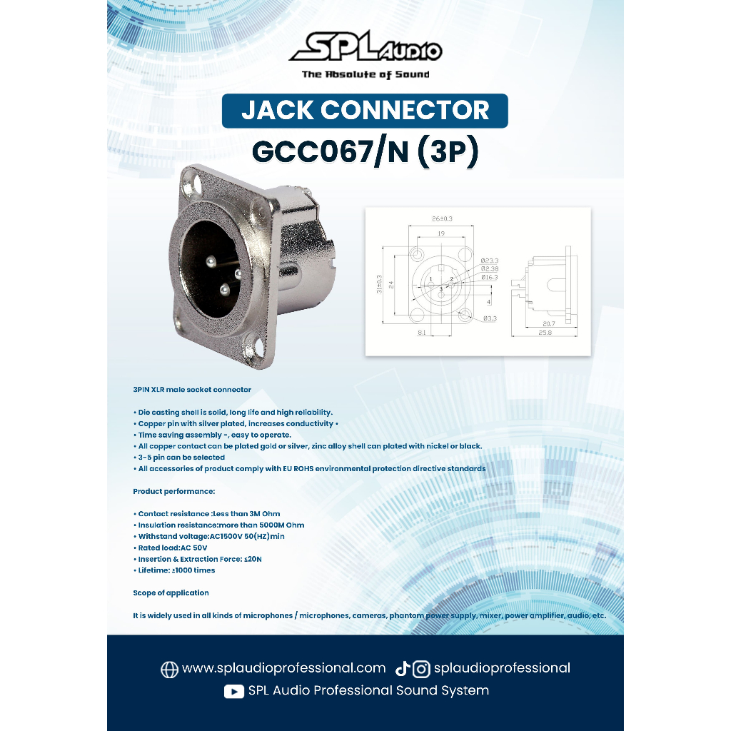 SPL Audio Socket/Jack Canon Jek/Socket XLR GCC 066 GCC 067 | Shopee ...