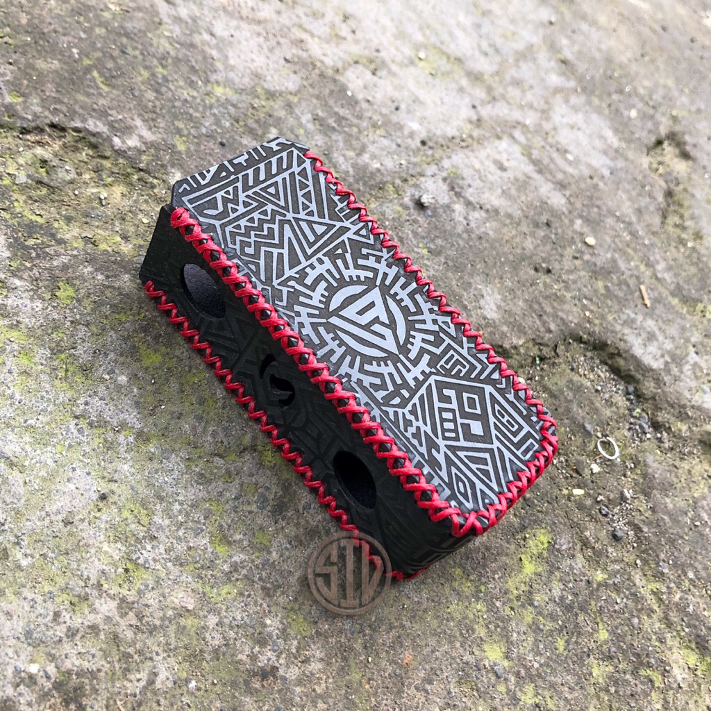 MERAH Astex Black Red Thread Synthetic Leather Case s101 Protective ...