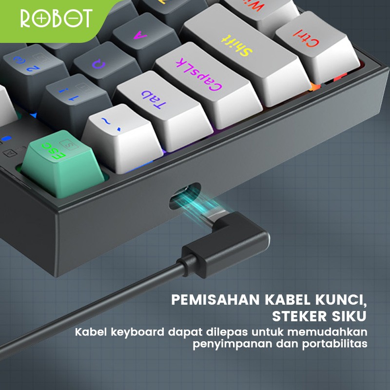 Robot WORKMATE II Mechanical Wired Gaming Keyboard 94 Keys PBT Keycaps ...