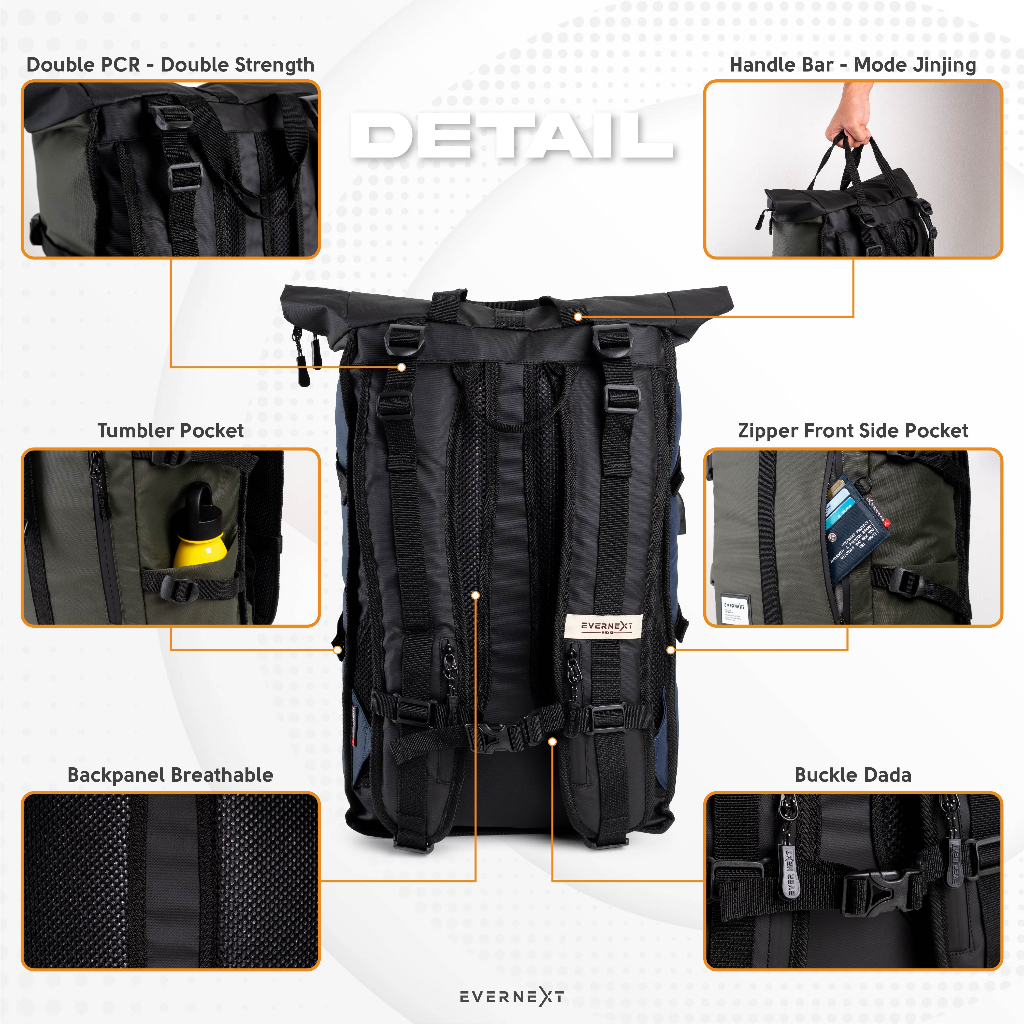 Evernext - Men's Waterproof Backpack, Men's Outdoor Bag, Men's ...