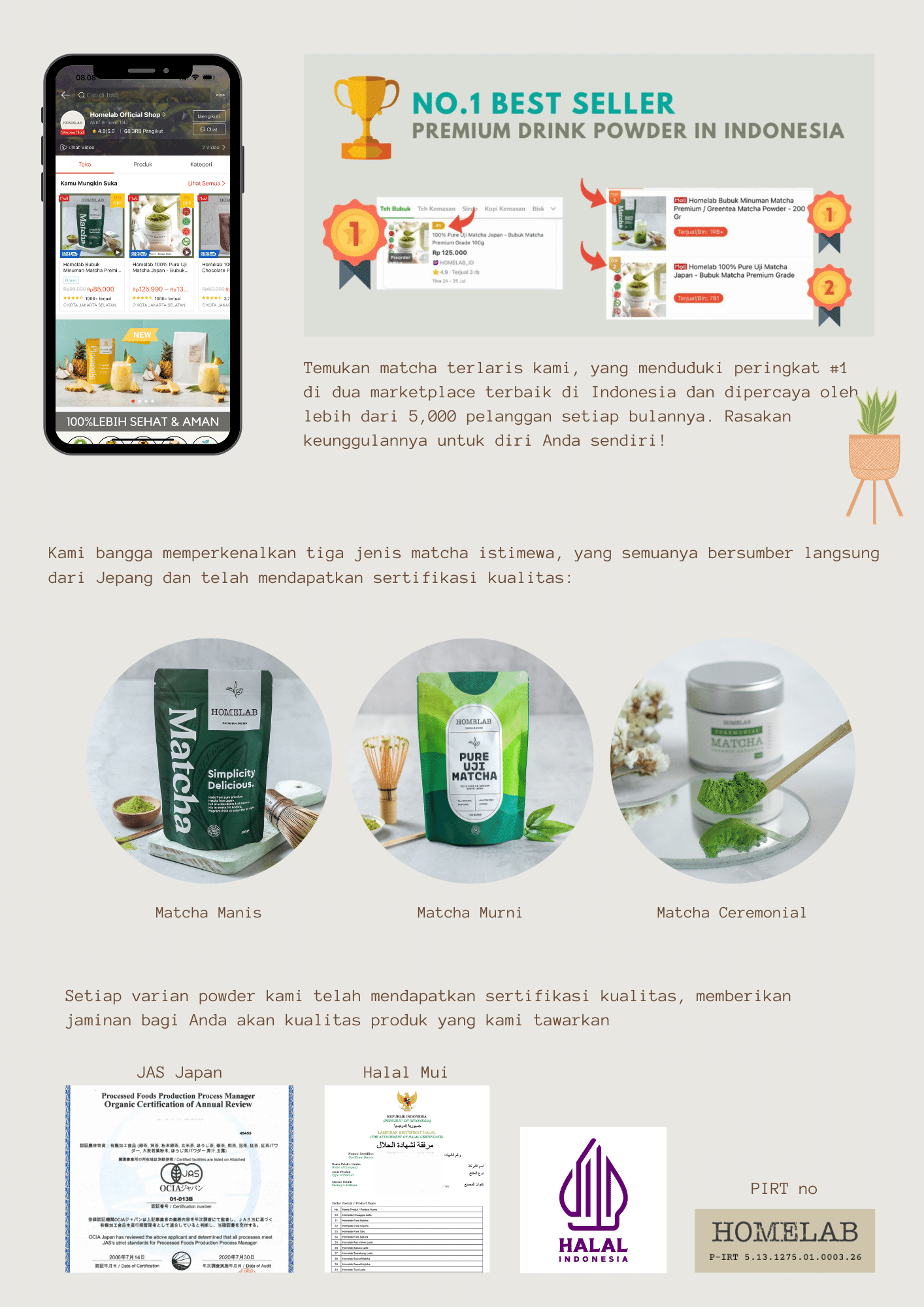 Homelab 100% Pure Matcha 50 grams - Premium Grade Matcha Powder 50 ...