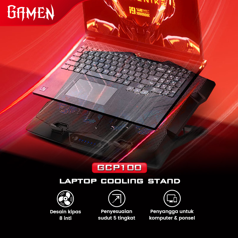 GAMEN Cooling Pad Laptop Gaming Fan 8 Core 3000 RPM GCP100 Black Myth ...