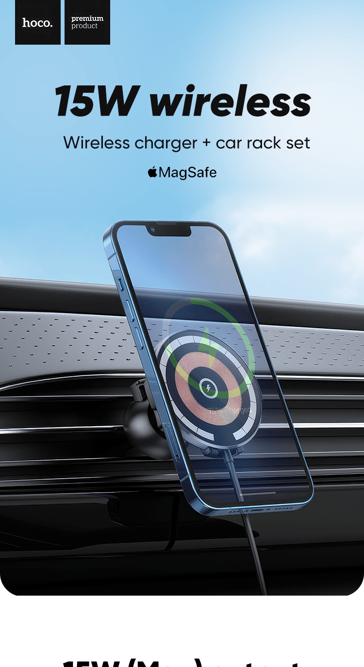 Hoco Car Holder Mount Wireless MagSafe Charger 15W for iPhone 13 14 15 Pro Max Transparent ...