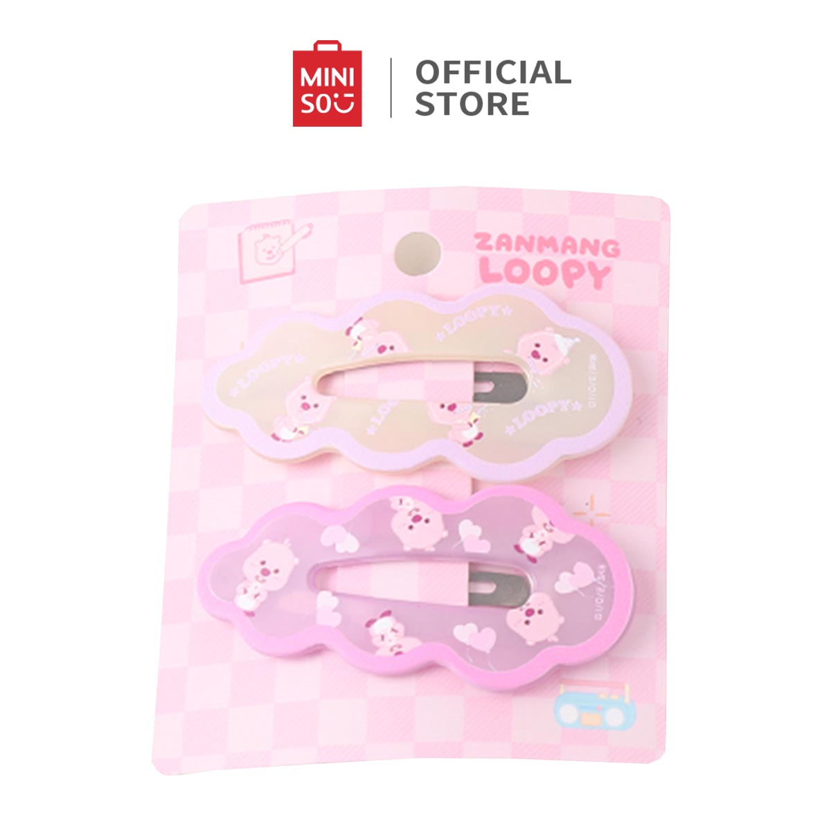 Miniso x ZANMANG Loopy Collection Hair Clips Checkered Hair Clips 2pcs ...