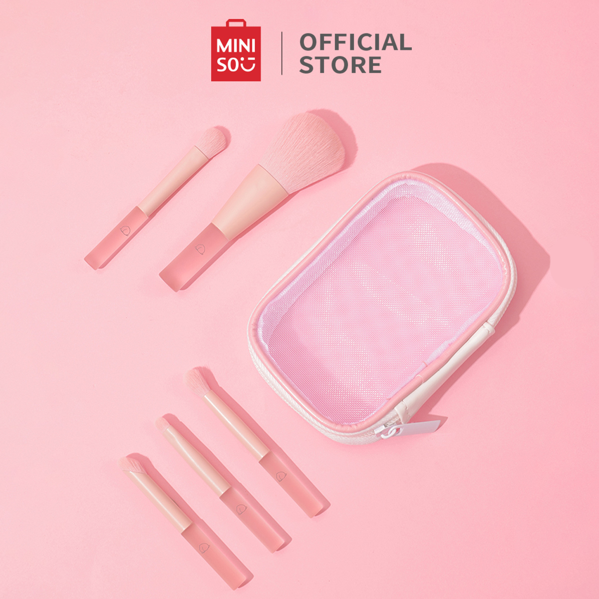 Miniso Makeup Brushes Pink Series Mini Makeup Brushes Set with Storage ...
