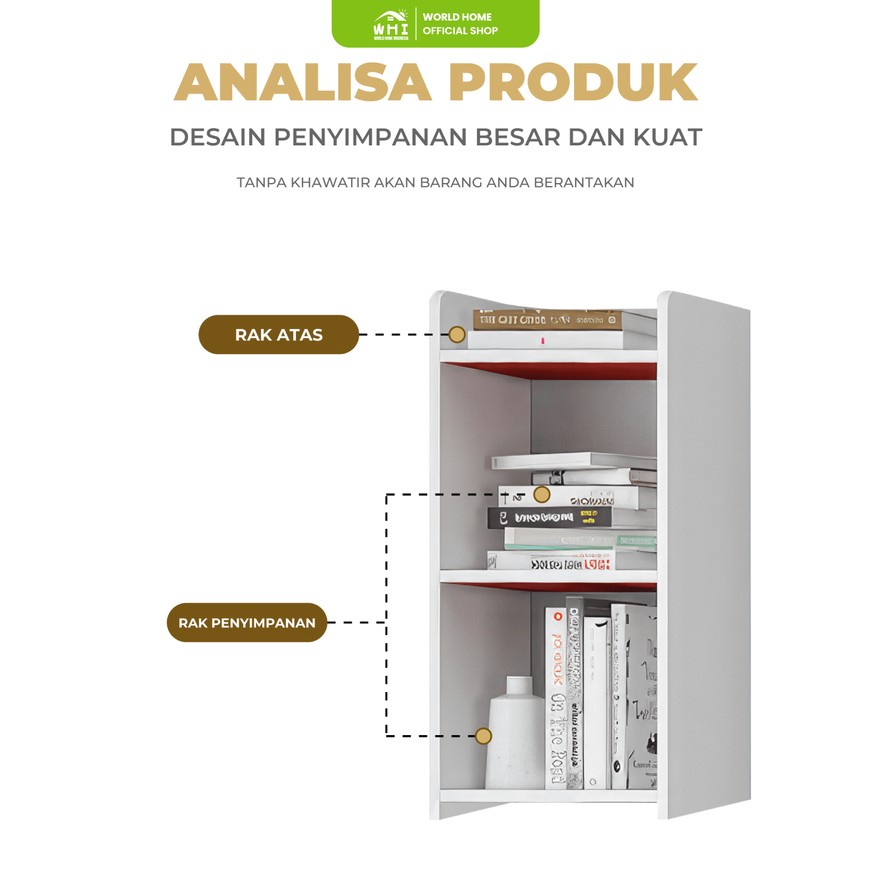 KAYU World Home Minimalist 3-tier Bookshelf/Multipurpose Bookcase ...