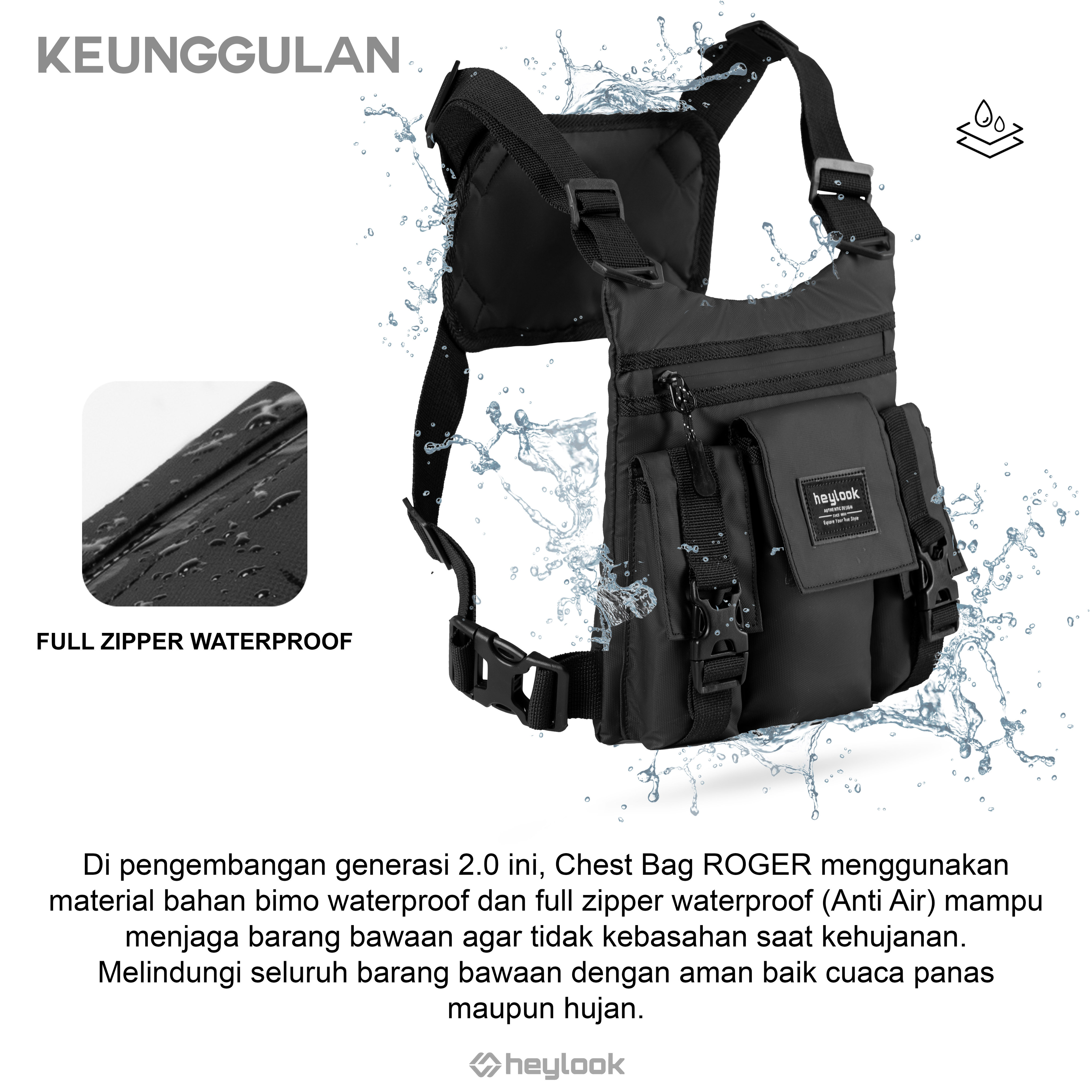 HEYLOOK Official - Chest Bag Roger 2.0 Waterproof Waterproof Chest Bag ...