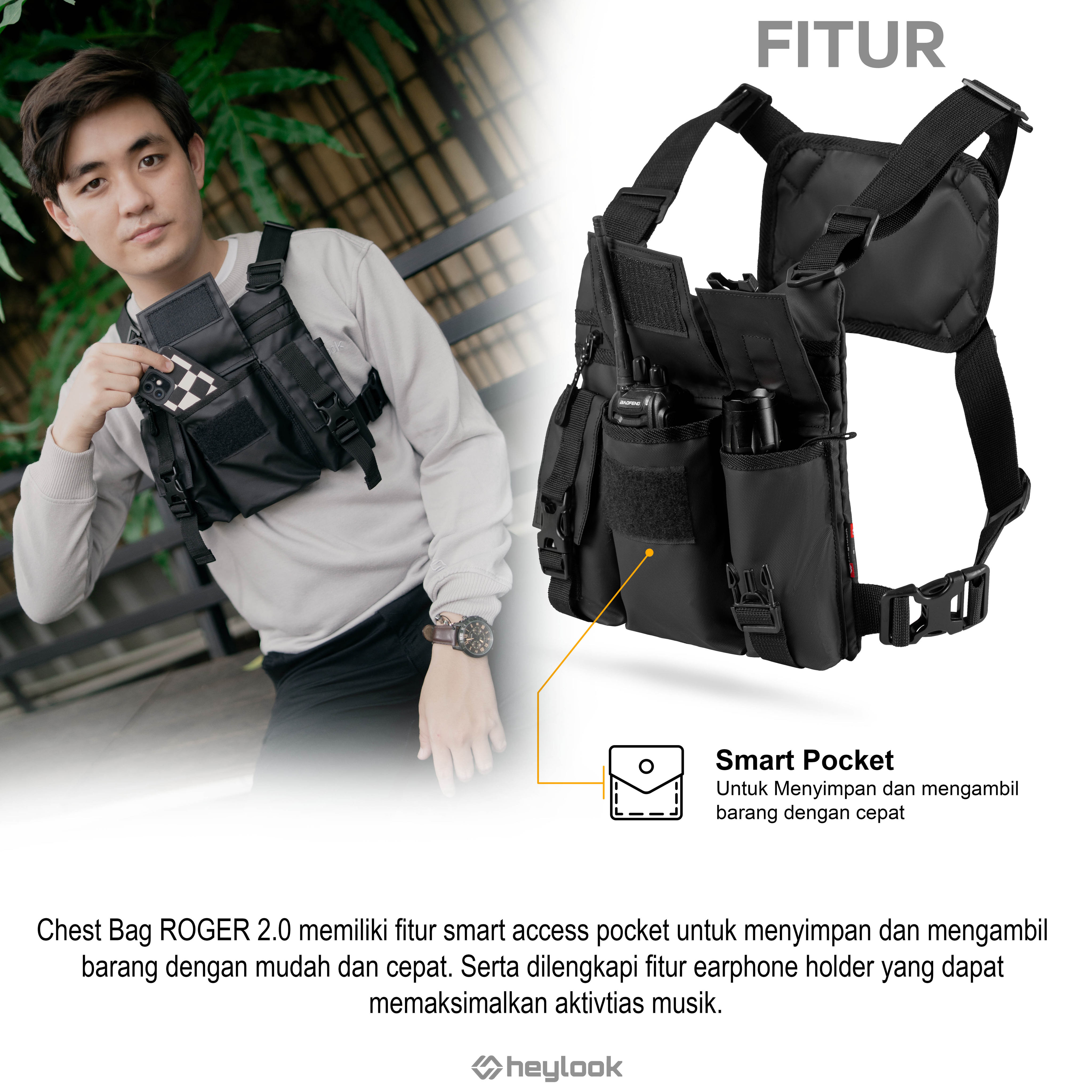 HEYLOOK Official - Chest Bag Roger 2.0 Waterproof Waterproof Chest Bag ...