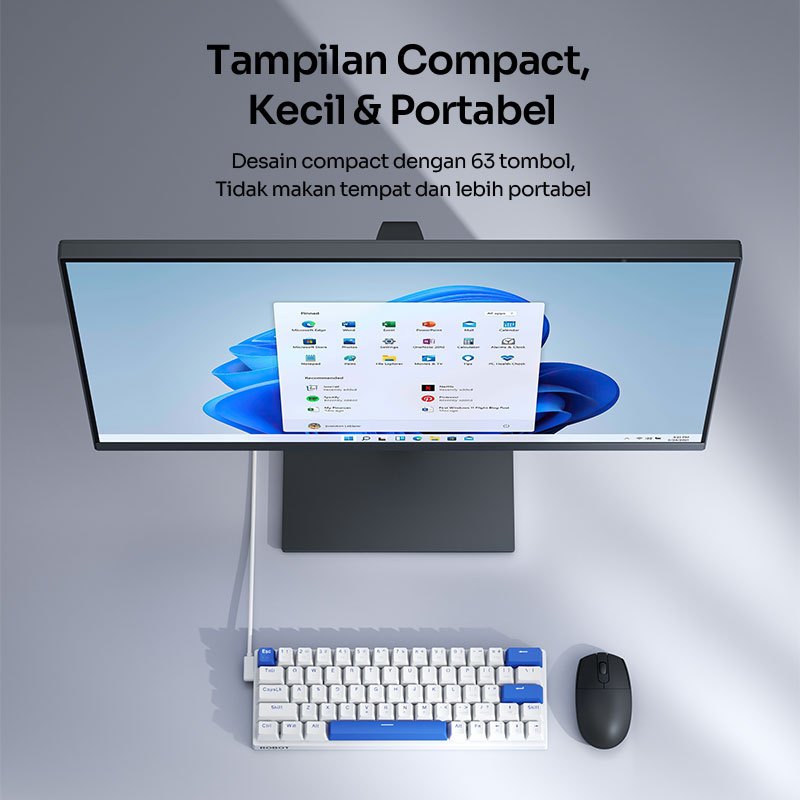 ROBOT WORKMATE IV Mechanical Wired Gaming Keyboard 63 Keys PBT Keycaps ...