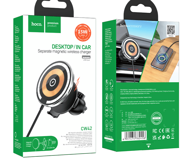 Hoco Car Holder Mount Wireless MagSafe Charger 15W for iPhone 13 14 15 Pro Max Transparent ...