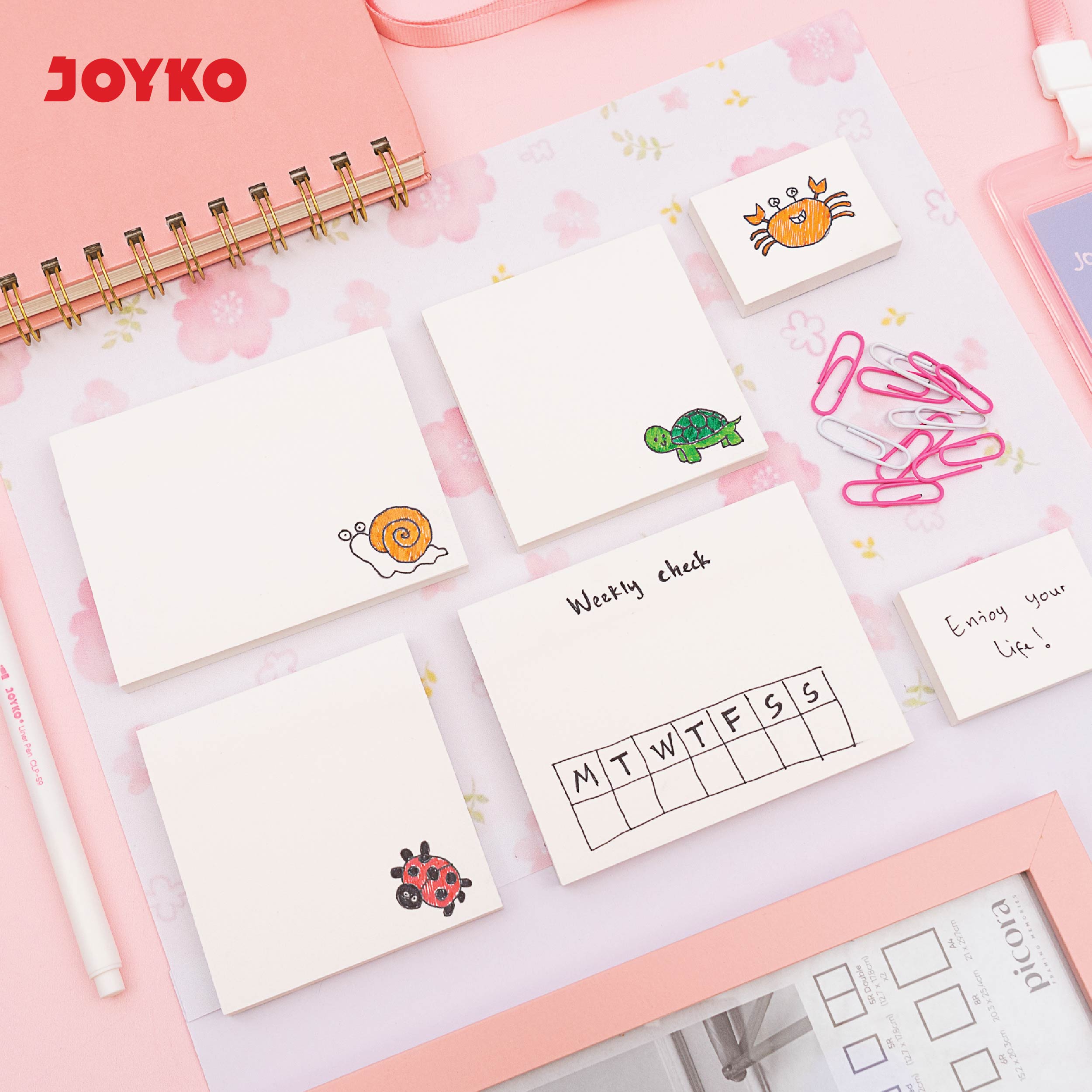 Memo Stick Sticky Note Memo Paper Joyko MMS-653~657 White Color ...