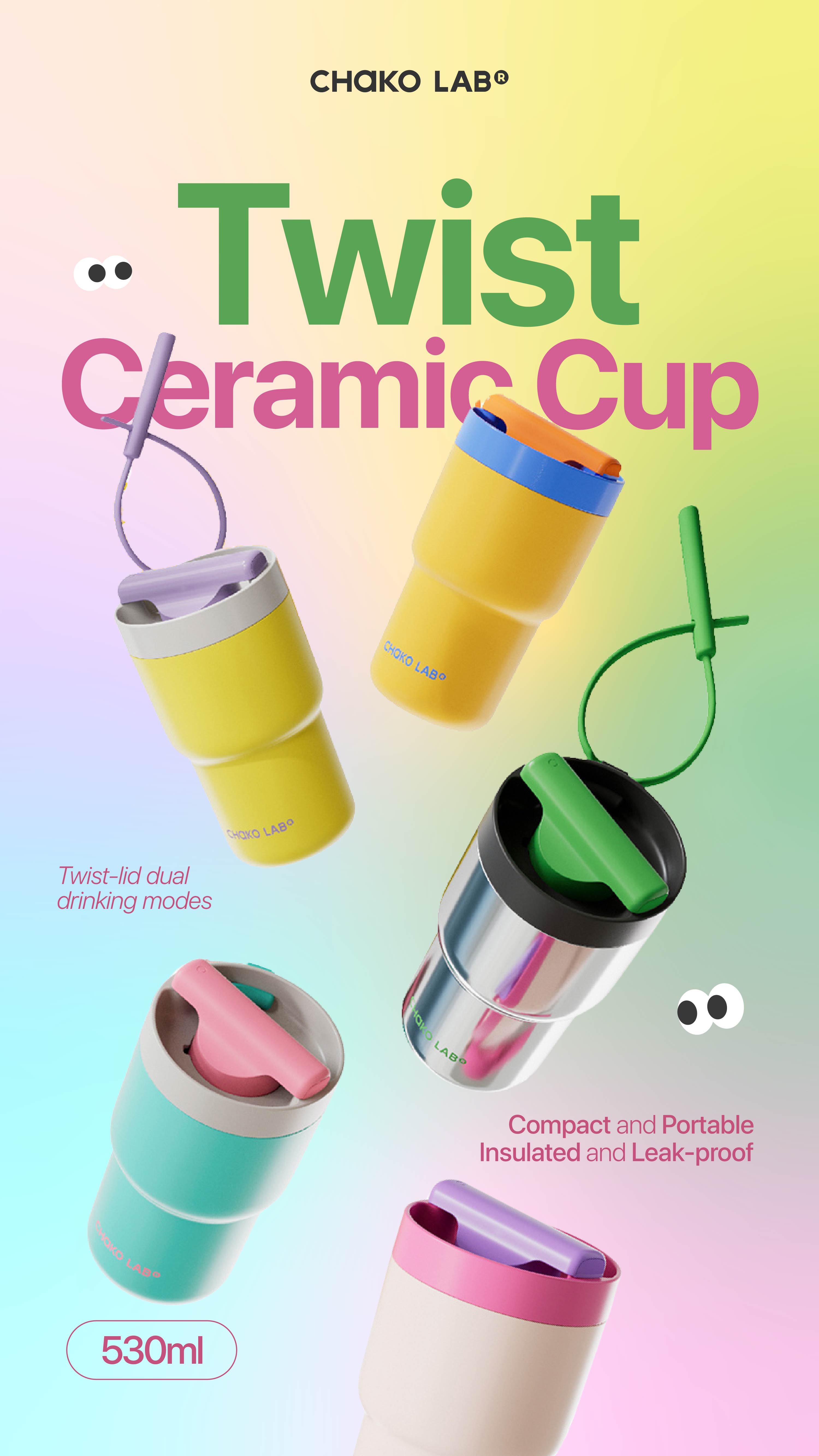 CHAKO LAB Twist Ceramic Cup | DualSip SUS316 Coffee Cup 530ml | Shopee ...