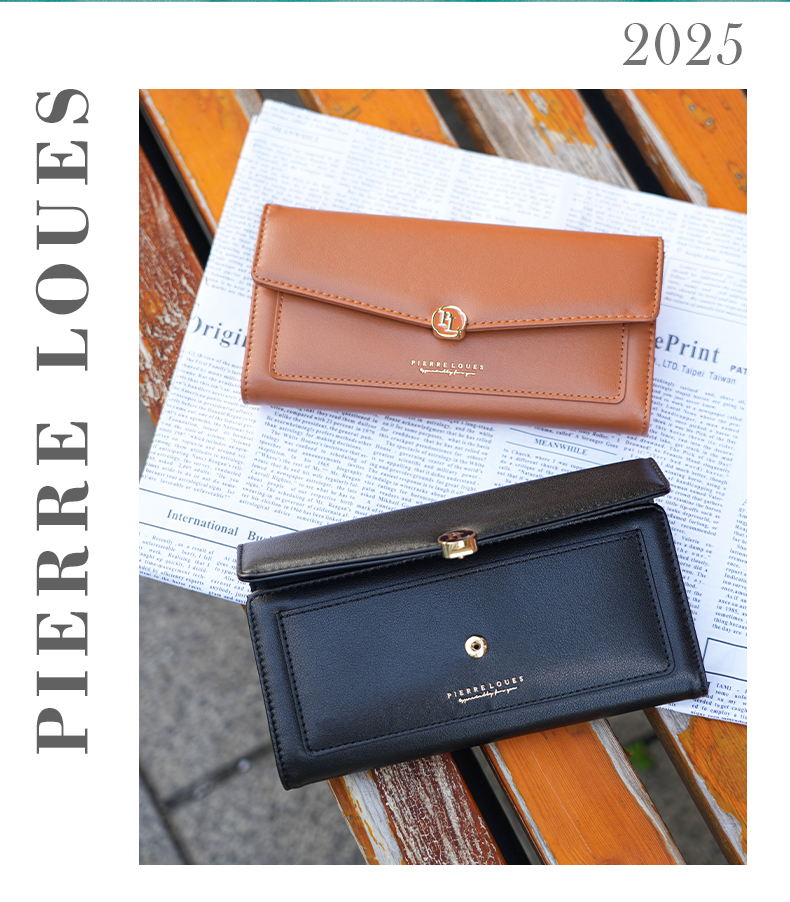 PIERRE LOUES Fuji Wallet Women's Long Wallet Made of Premium Microfiber ...