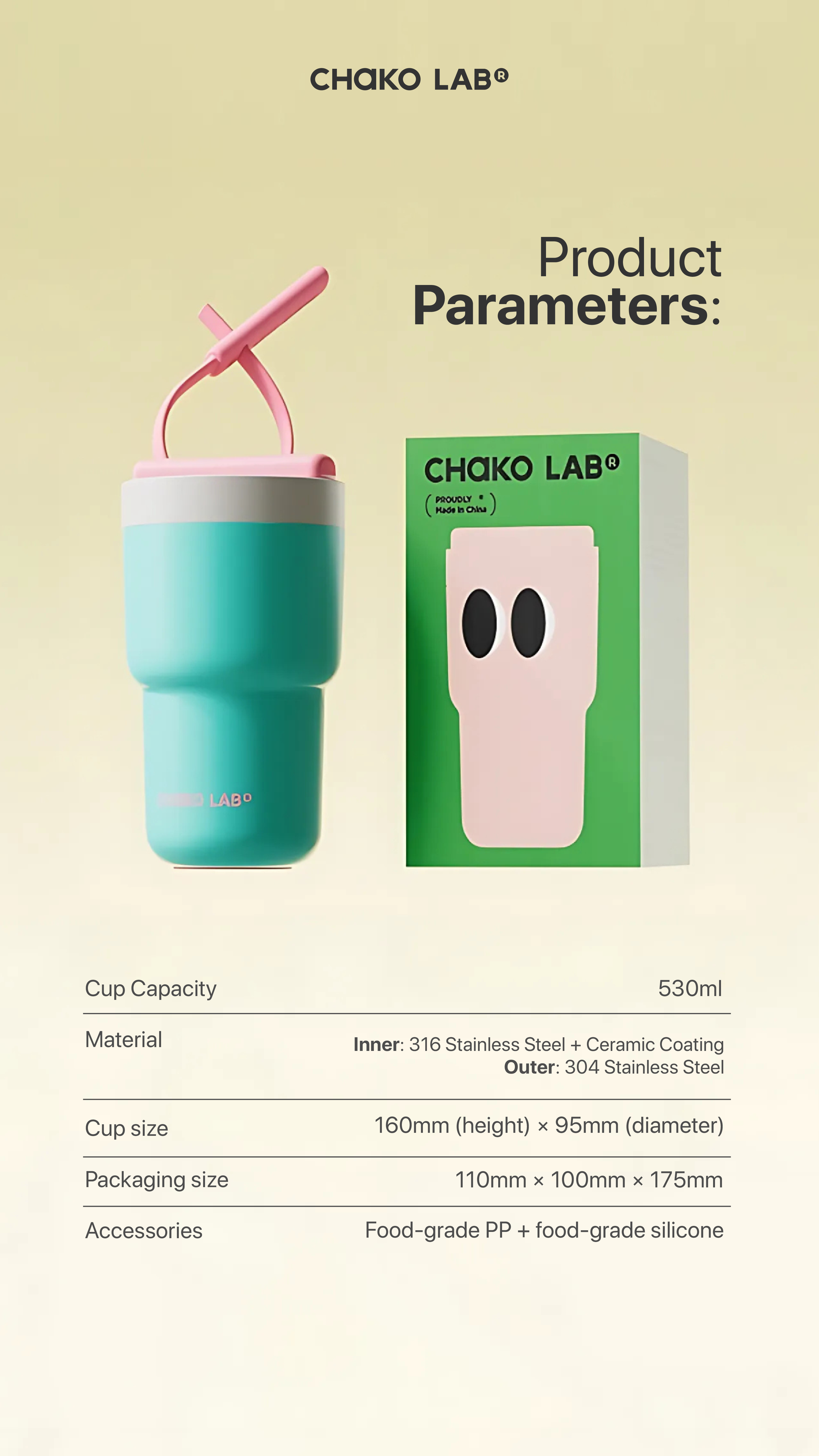 CHAKO LAB Twist Ceramic Cup | DualSip SUS316 Coffee Cup 530ml | Shopee ...