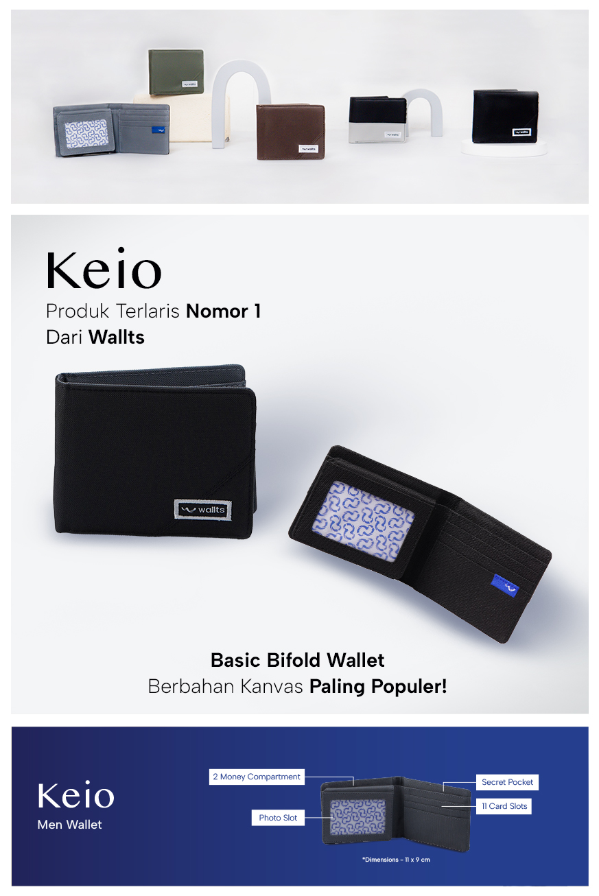 Wallts Men's Waterproof Canvas Folding Wallet - Keio Plain | Shopee ...